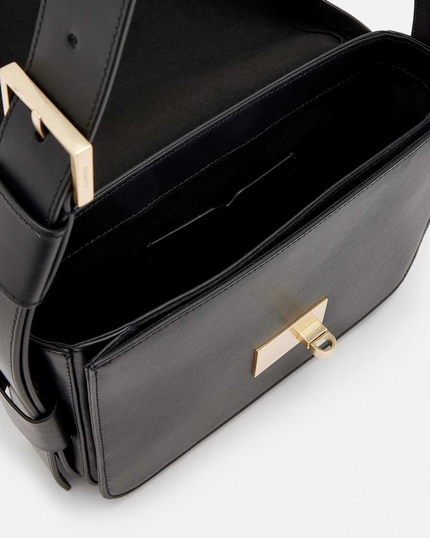 Etienne Leather Shoulder Bag Black | ALLSAINTS Canada